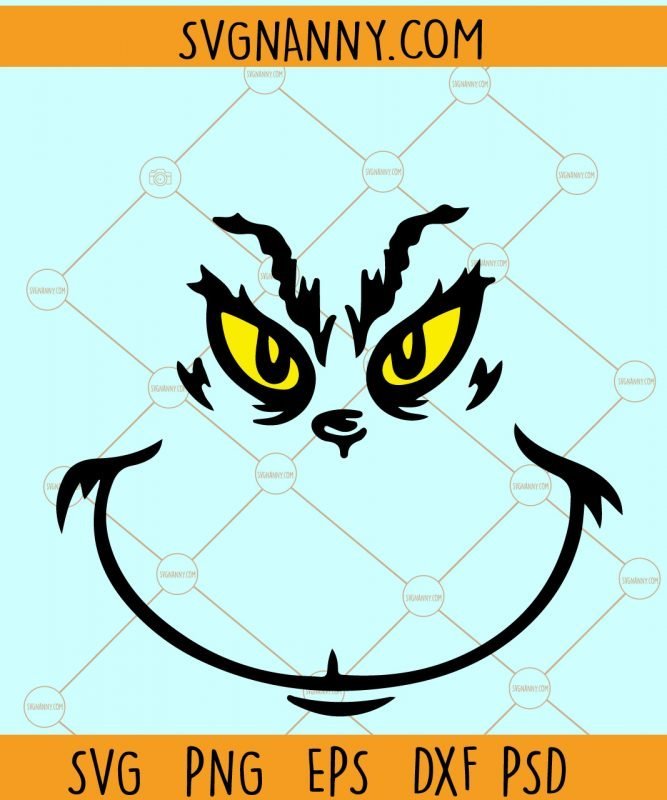 Grinch SVG File, Grinch Face SVG, Grinch Cut Files, Christmas Grinch SVG