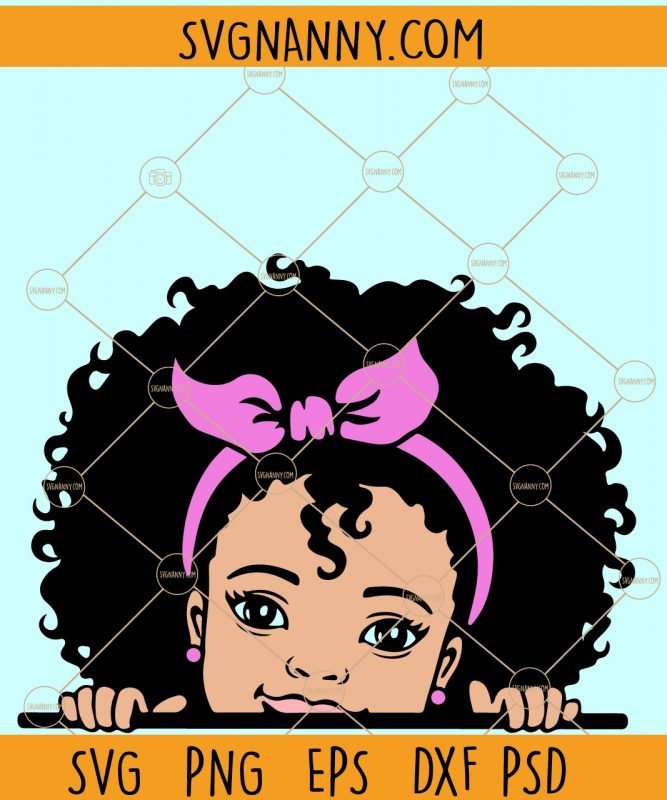 Peek a boo girl SVG files, Peekaboo girl afro puff with bandana svg