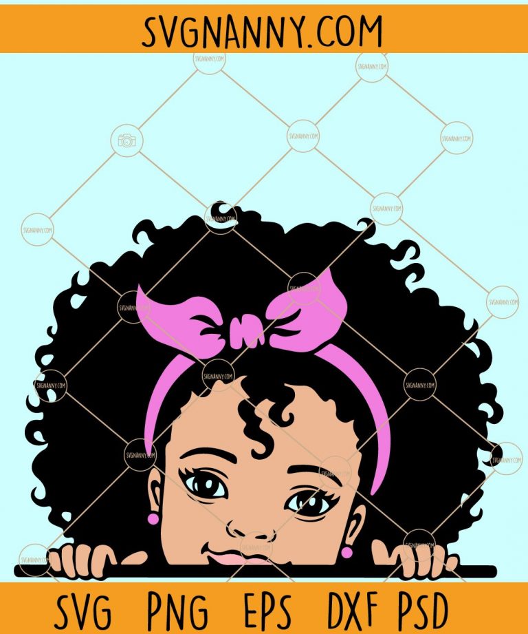Peek a boo girl SVG files, Peekaboo girl afro puff with bandana svg