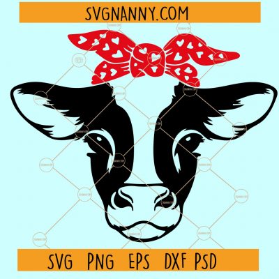 Cow With Bandana SVG, Cow Bandana SVG, Cow Head Bandana SVG