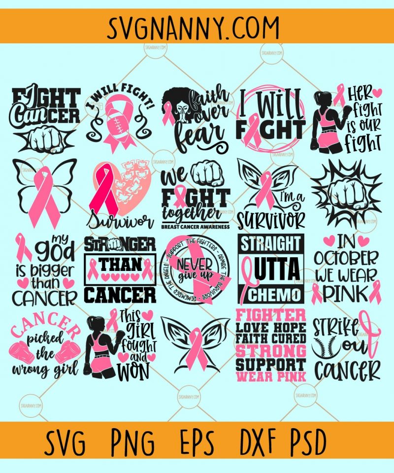 Breast Cancer Awareness Svg Bundle, Cancer Awareness SVG Bundle, Breast ...