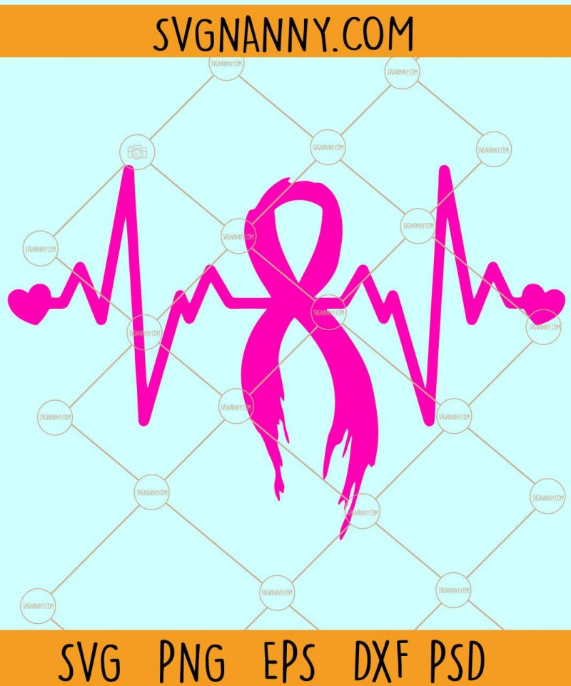 Breast Cancer Awareness Heartbeat SVG, Heart Beat Breast Cancer Svg ...