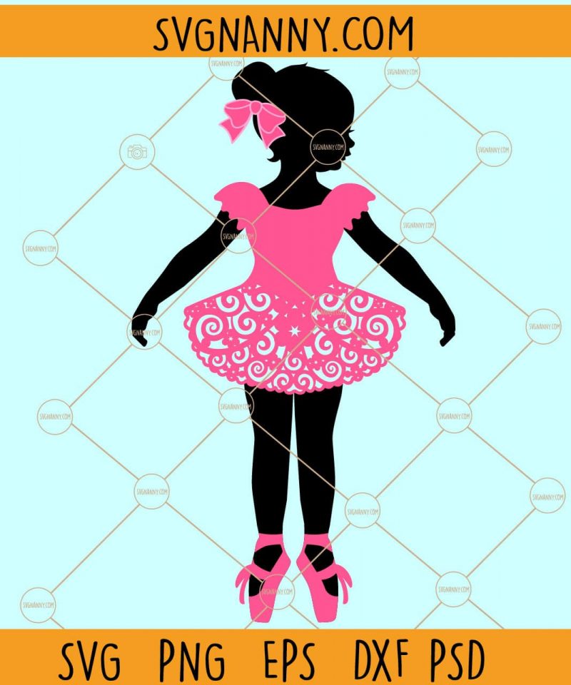 Girl ballerina with swirly flower skirt SVG, Girl ballerina SVG ...