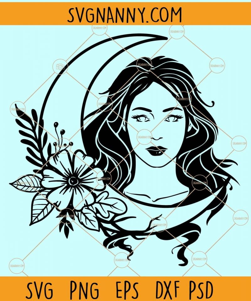 Moon girl svg, Mystical svg, Moon girl svg file, Magic woman svg