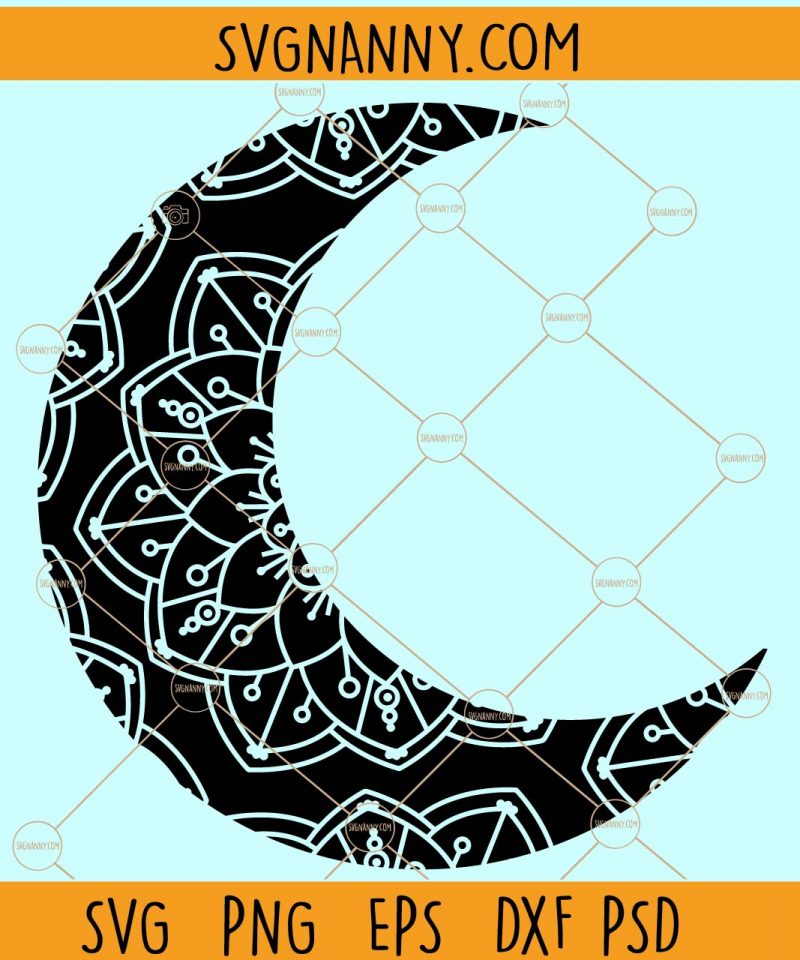 Moon Mandala Svg, Moon Svg, Moon Zentangle Svg, Moon Phase Svg ...