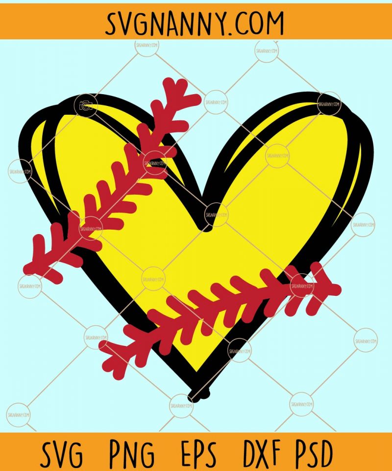 Softball heart svg, heart shape svg, softball svg, game day svg ...