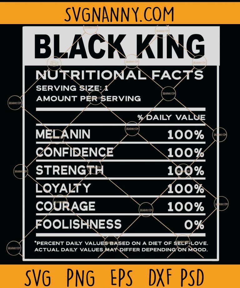 Black King Nutritional Facts Svg, Black History Svg, Nutrition Label ...