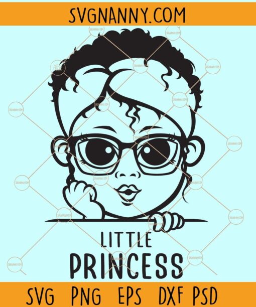 Little Princess Svg, Cute Peeking Girl Svg, Little Princess Sunglasses ...