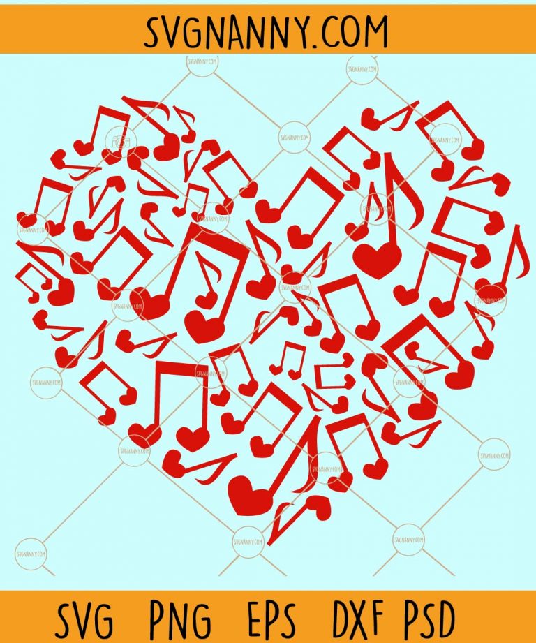 Music Notes Love Heart Svg, Heart Music Notes Svg, Musical Note Love ...