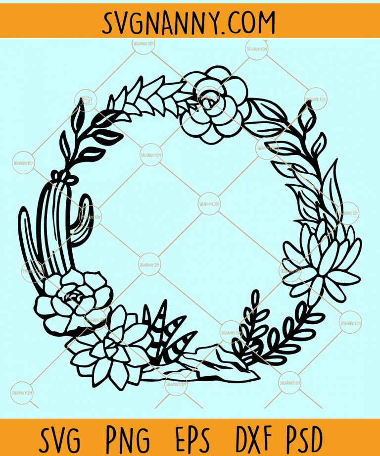 Succulent Cactus Plant Circle Frame Svg, Gardening Svg, Leaf Frame Svg ...