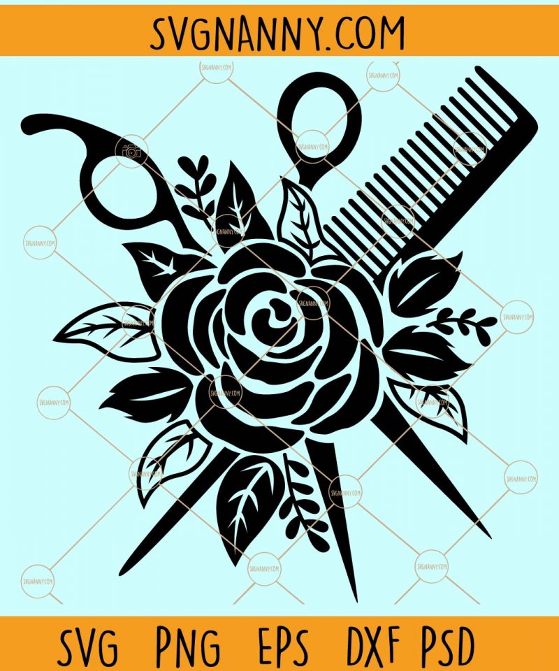 Hair stylist flowers svg, floral hairstylist svg, hairstylist svg ...
