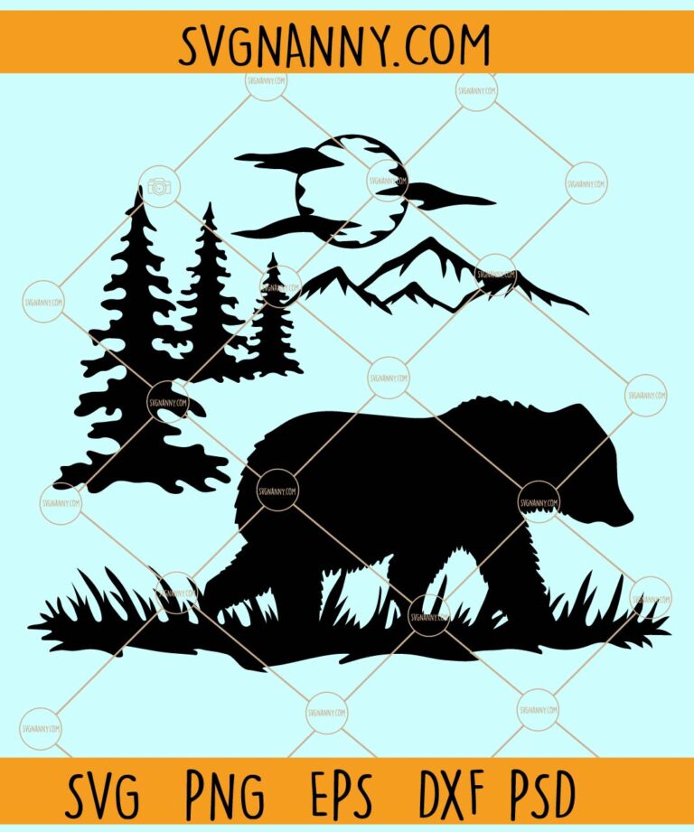 Bear In The Wild Svg, Bear Svg, Bear Silhouette Svg, Mountain Bear Svg ...