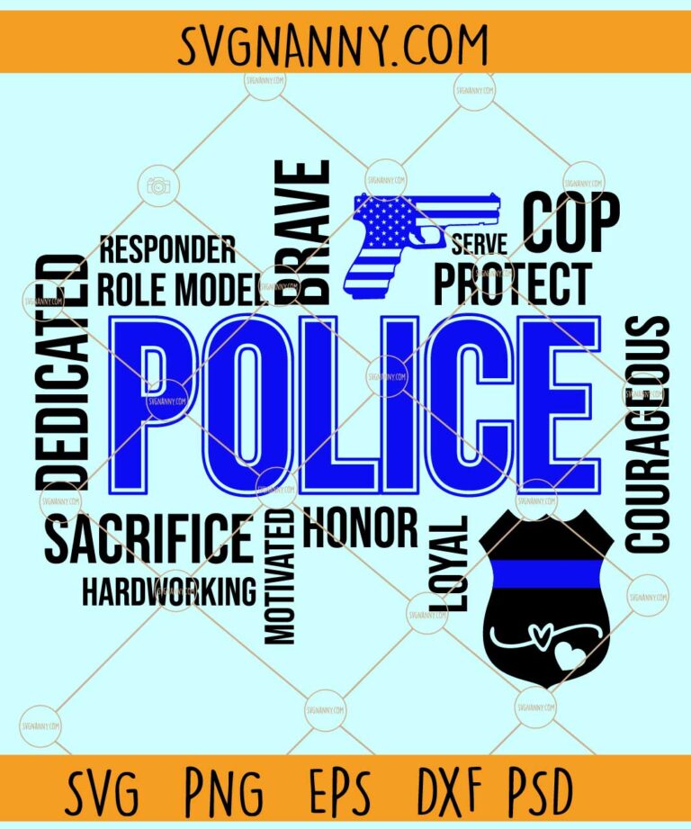 Police Badge With Words Svg, Police Badge With Thin Blue Line Svg, Back ...