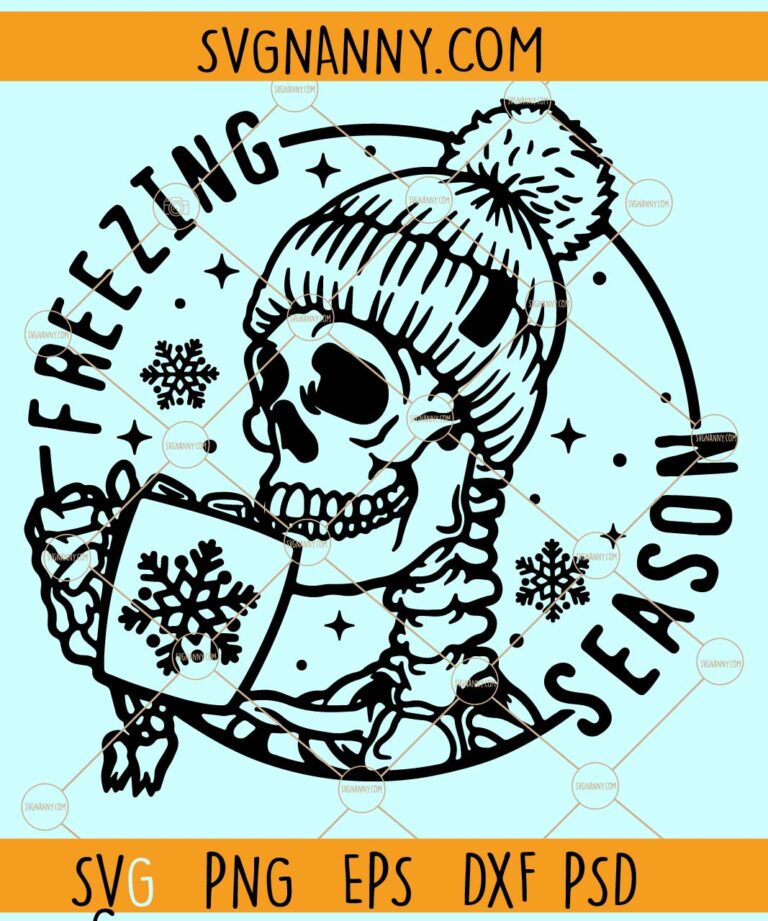 Freezing Season Skeleton SVG, Skeleton With Santa Hat Svg, Christmas Svg