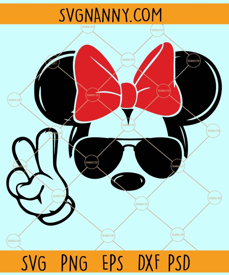 Minnie Mouse Peace Sign Svg, Minnie Mouse With Red Bow Svg, Mouse Svg ...