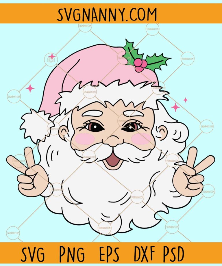 Retro Pink Santa Claus SVG, Santa Claus face svg, Christmas svg, Merry ...
