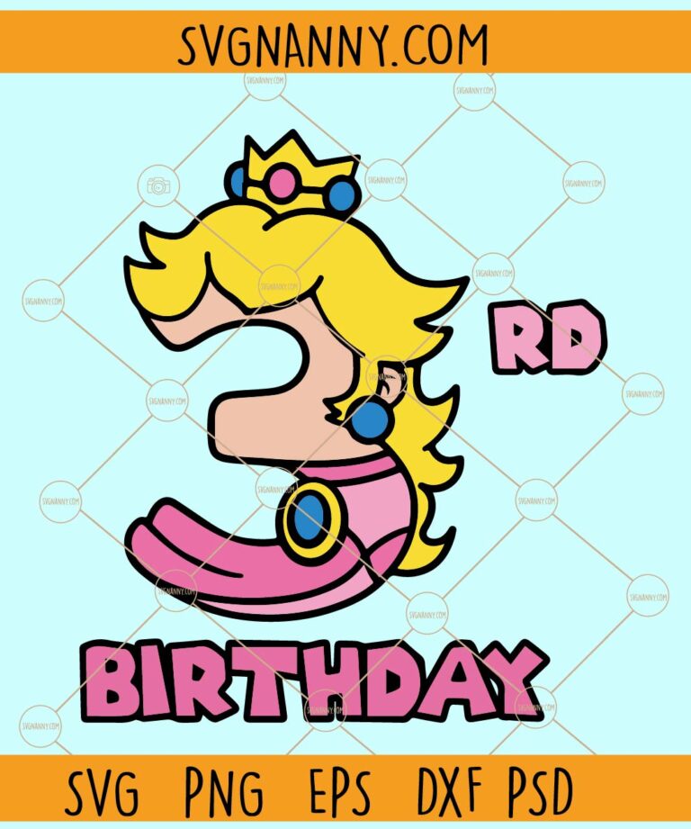 3rd Birthday Peach Princess svg, third Peach Princess svg, Birthday ...