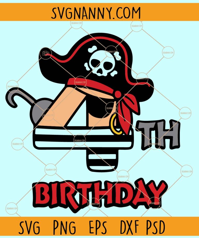 4th Pirate Birthday Svgg, Pirate Number 4 svg, Birthday Number 4 svg ...