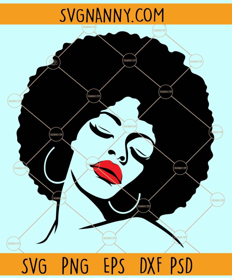 Afro woman SVG, Red lipstick svg, Afro hair svg, Afro Woman SVG, Afro ...