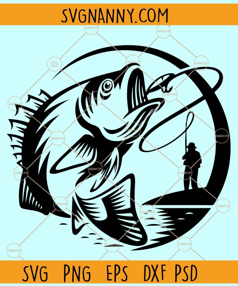 Fisherman Catching Fish SVG, Fisherman Svg, Fishing Svg, Fish Hook Svg ...