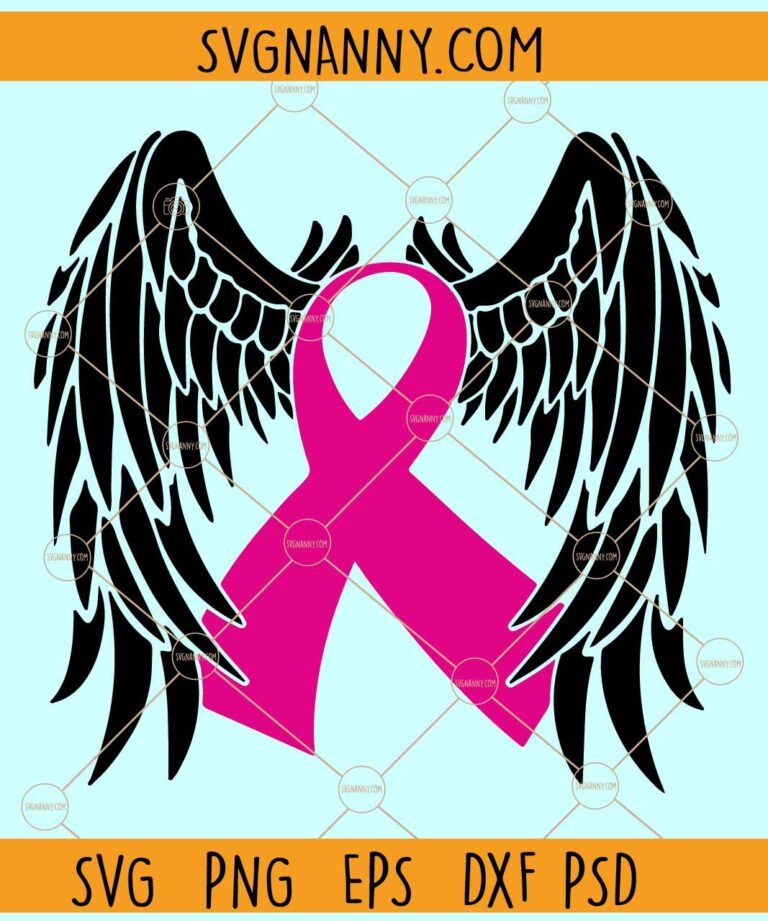 Cancer ribbon with birds SVG, Feather Cancer awareness svg, Cancer ...