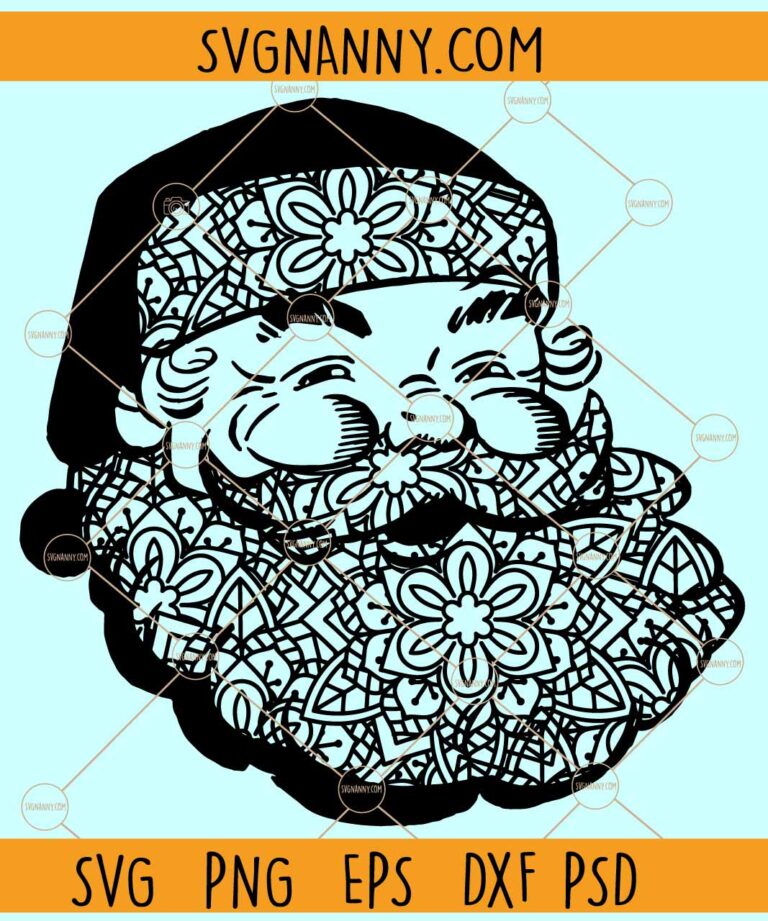 Vintage Santa svg, Santa Zentangle svg, Santa Mandala svg, Santa face ...