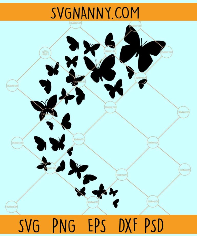 Flying Butterflies SVG, Butterfly Silhouette Svg, Butterfly Swarm Svg ...