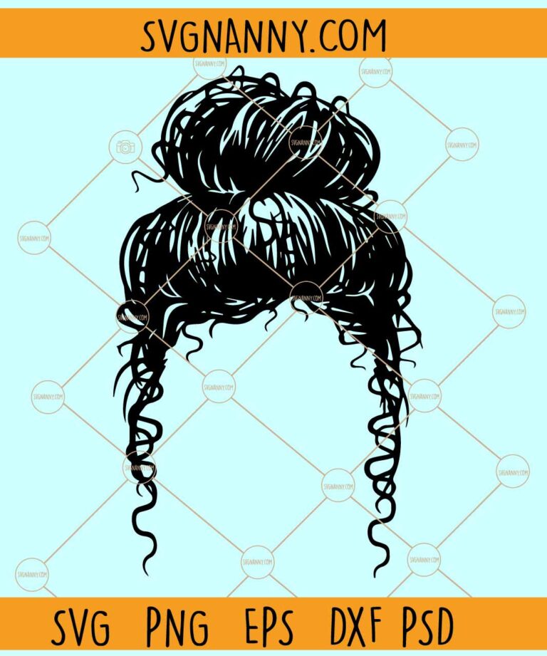 Messy bun hair svg, Messy bun svg, Messy hair svg, Bun face svg, Mom ...