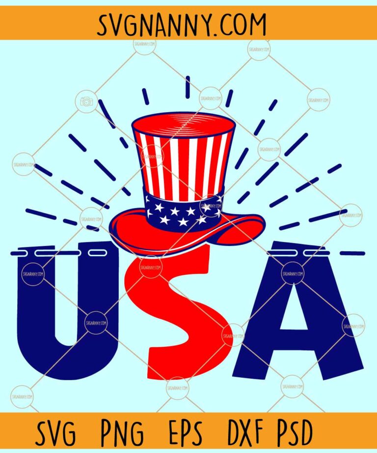 USA Flag Uncle Sam Hat Svg, USA Flag Hat Svg, 4th Of July Svg, Fourth ...