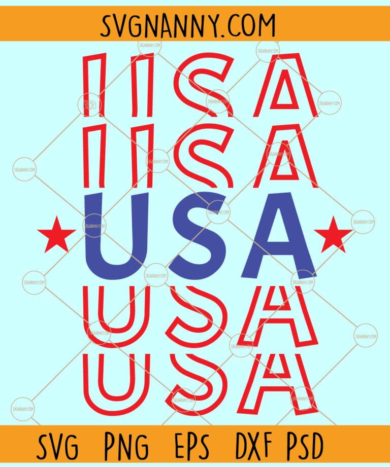 Stacked USA SVG, Mirrored USA SVG, Red White Blue Svg, America SVG