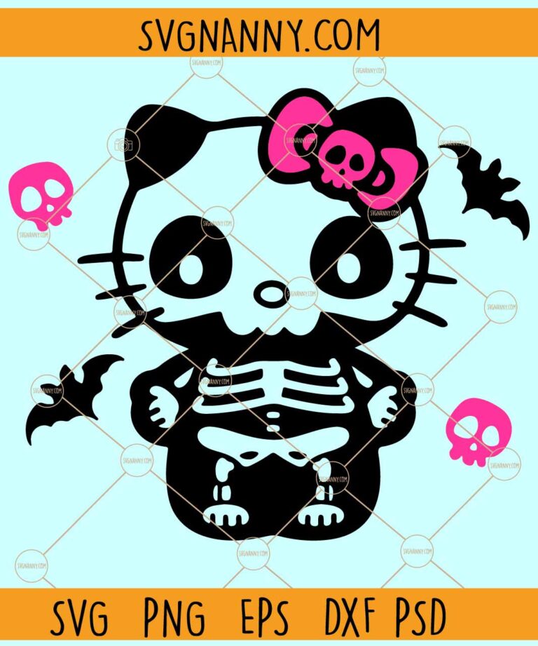 Hello Kitty Halloween skeleton SVG, Hello Kitty Halloween SVG, Horror ...