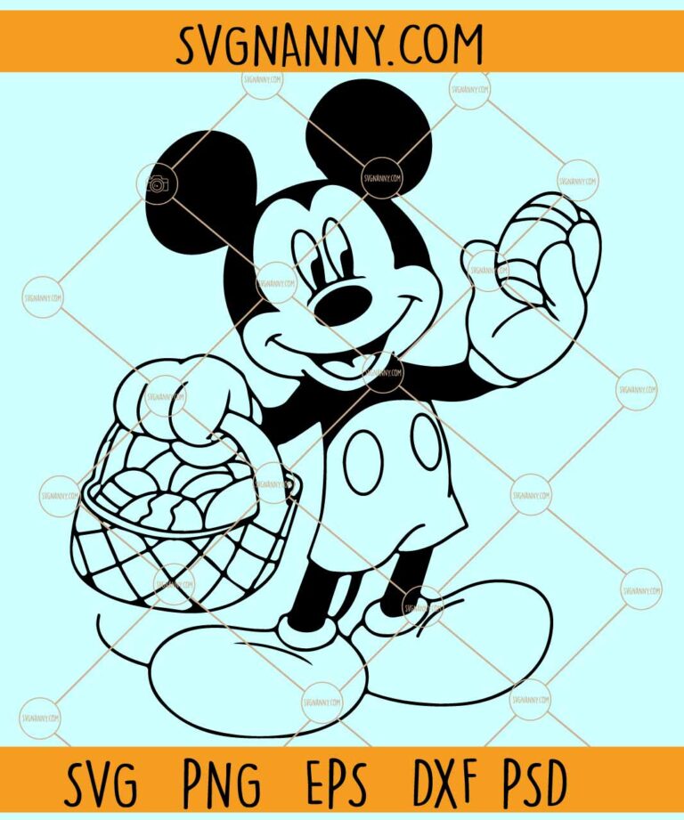Mickey With Easter Basket SVG, Mickey Mouse Hunting Egg SVG, Mickey ...