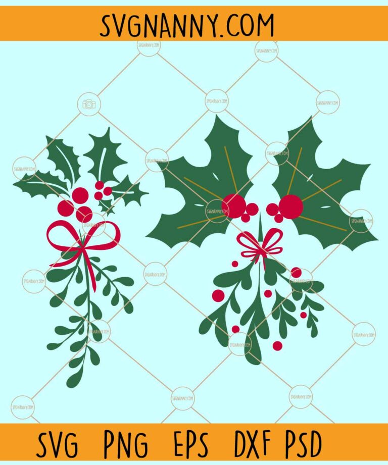 Christmas Mistletoe SVG, Christmas Holly Svg, Mistletoe Christmas Svg Files