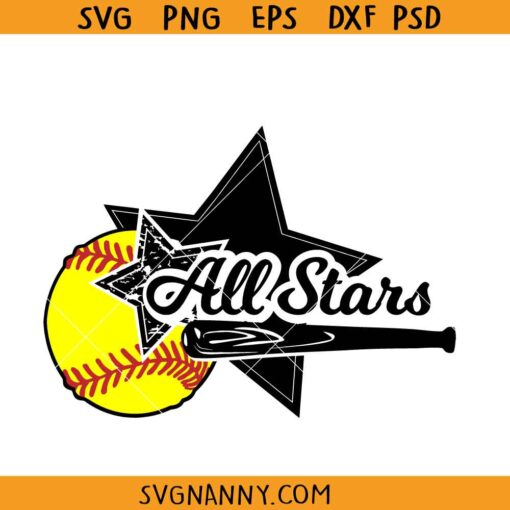 All Star Softball SVG, All Stars Svg, Softball Team SVG, Baseball Team SVG
