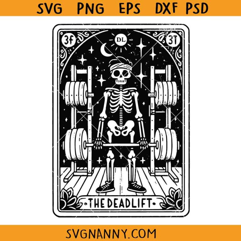 The deadlift Tarot card SVG, Funny Workout SVG, Weightlifter Skeleton ...