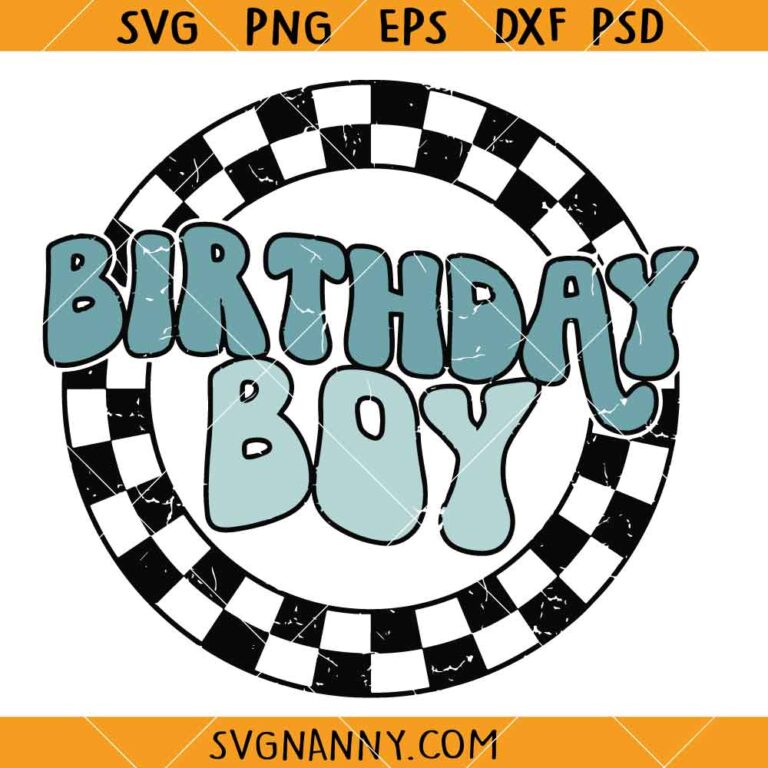 Checkered Circle Birthday Boy SVG, Birthday Boy SVG, Happy Birthday SVG
