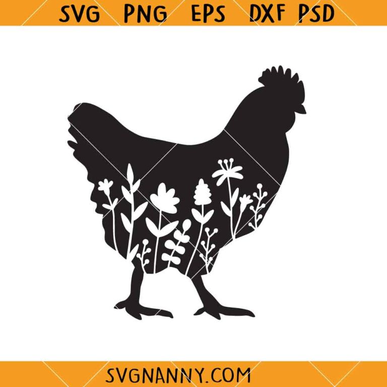 Floral Chicken SVG, Flower Chicken SVG, Floral Chicken Silhouette SVG File