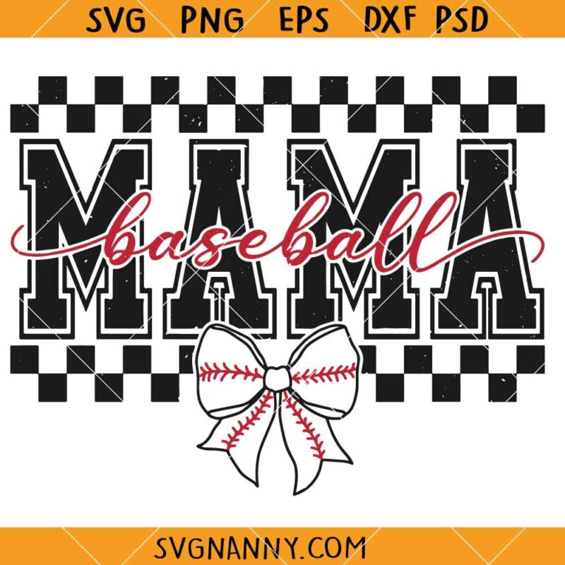 Coquette Bow Baseball mom svg, Baseball Mom SVG Retro Mama Bow SVG