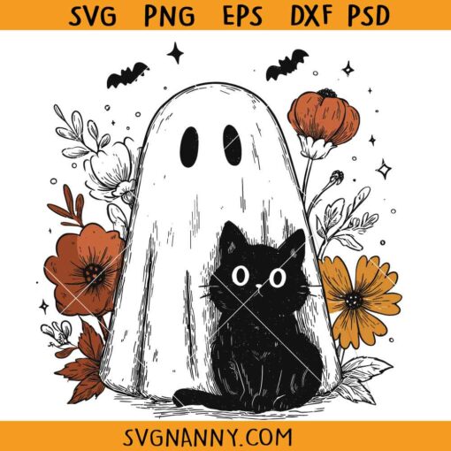 Cute Vintage Halloween Ghost SVG, Retro Vintage Ghost Svg Png ...