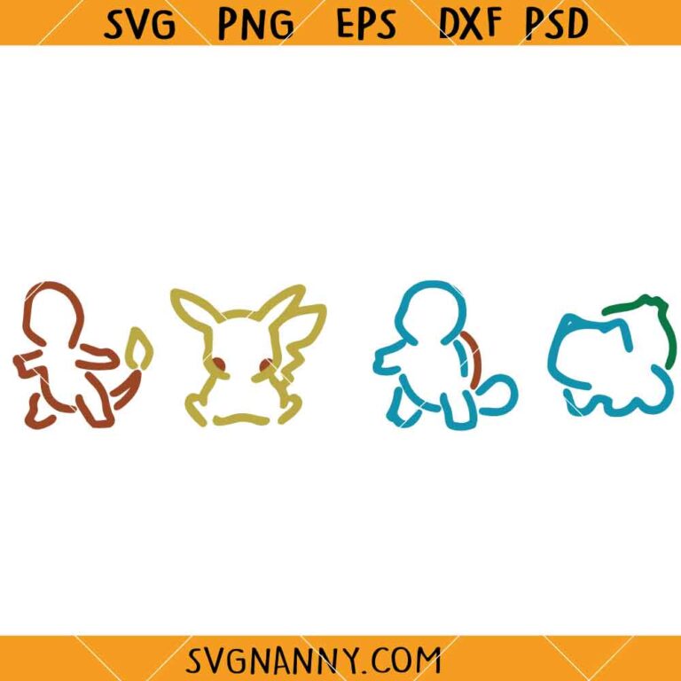 Pokemon Outline Svg, Pikachu, Pokemon Birthday SVG, Pikachu Clipart SVG