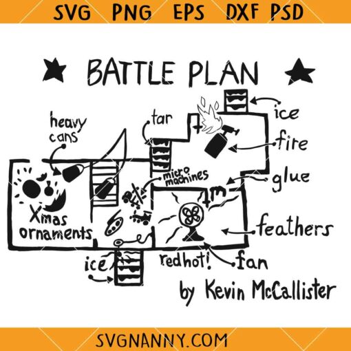 Home Alone Battle Plan SVG, Kevin McCallister Map Art SVG, Christmas ...