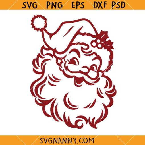 Retro Santa Face SVG, Santa SVG, Santa Face Svg, Funny Christmas Svg ...