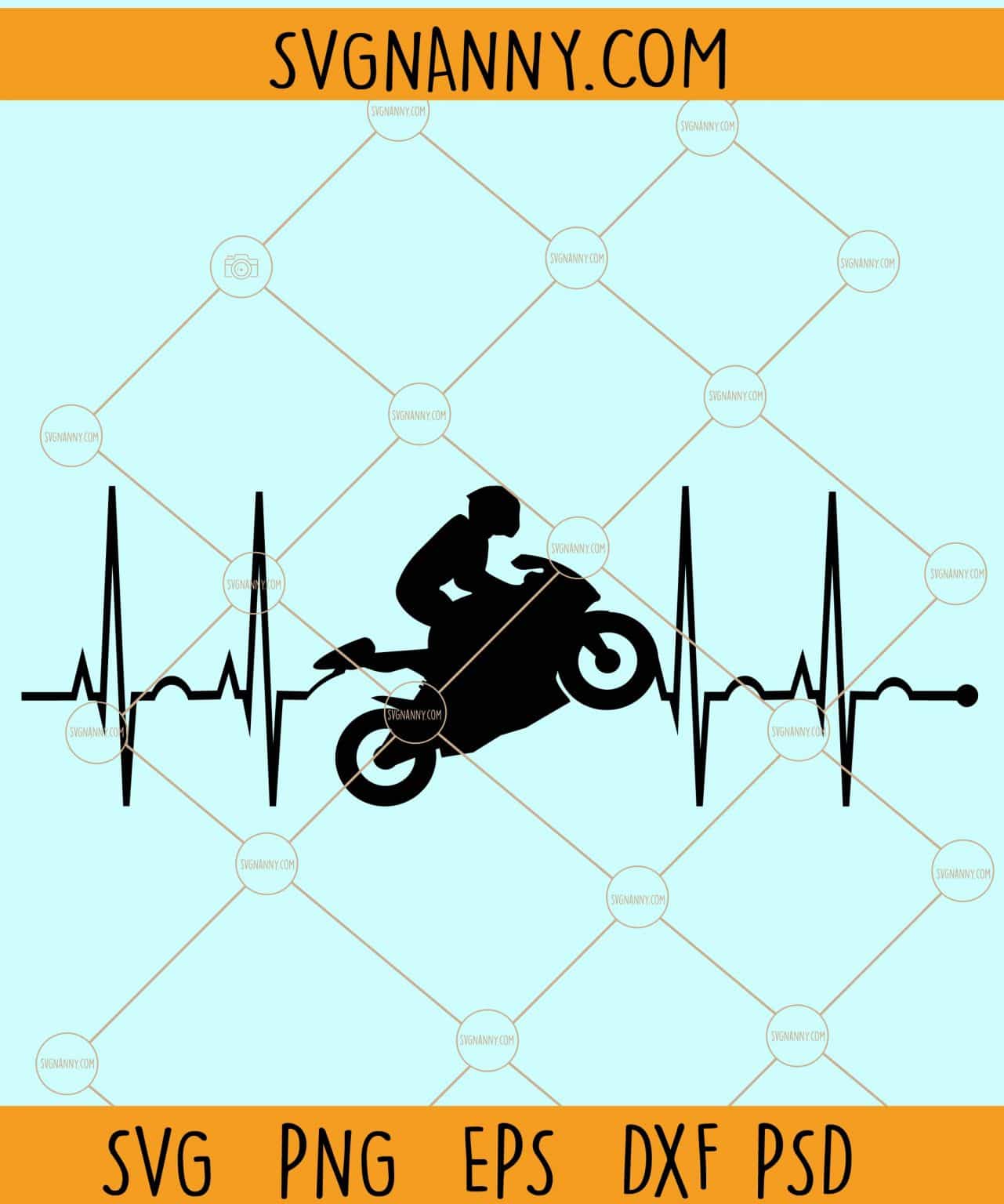 Biker heartbeat svg, Motocross heartbeat svg, Biker silhouette svg ...