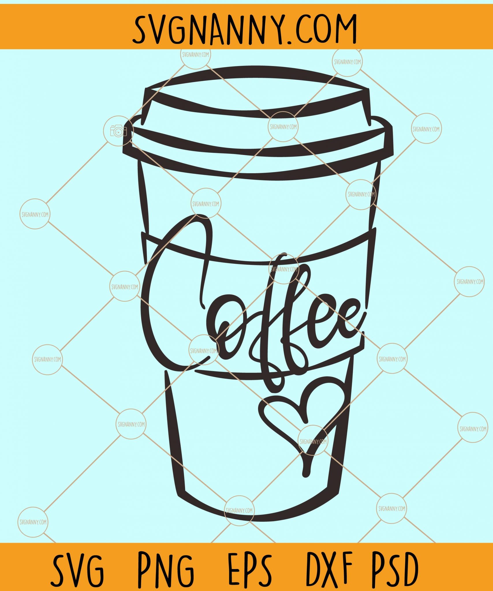 Coffee cup with heart svg, Latte Svg, Coffee Cup Svg, Love Coffee Cup Svg