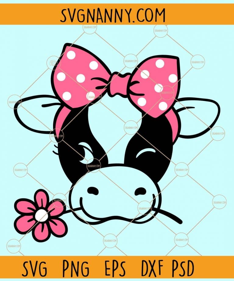 Cow Bandana With Daisy Flower Svg, Cow Bandana Svg, Flower Cow Svg ...