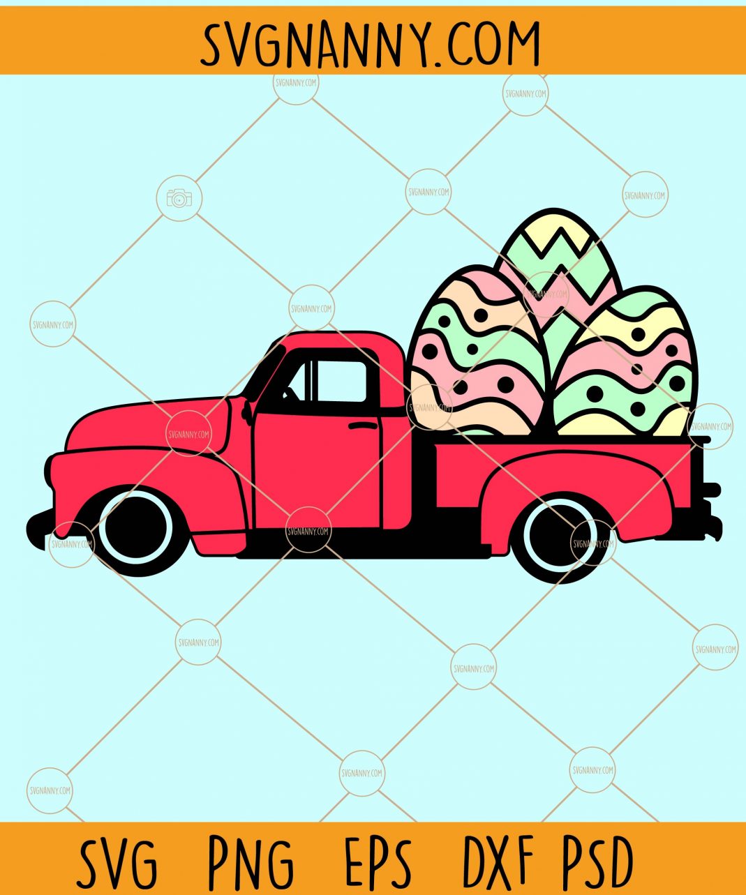 Easter Truck with Eggs Svg, Easter eggs red truck svg, truck Clipart ...