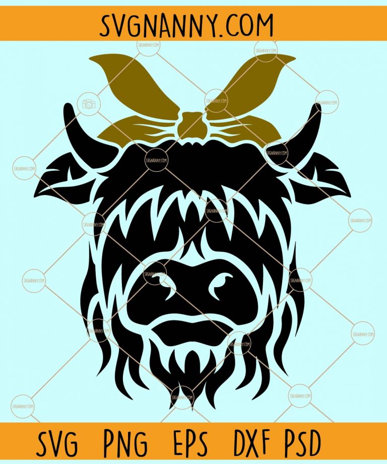 Highland Cow Head With Bandana Svg, Bandana Svg, Heifer Svg Highland ...