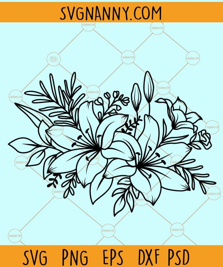 Lily Flower Svg, Flower Bouquet Svg, Flower Svg, Simple Lily Svg ...