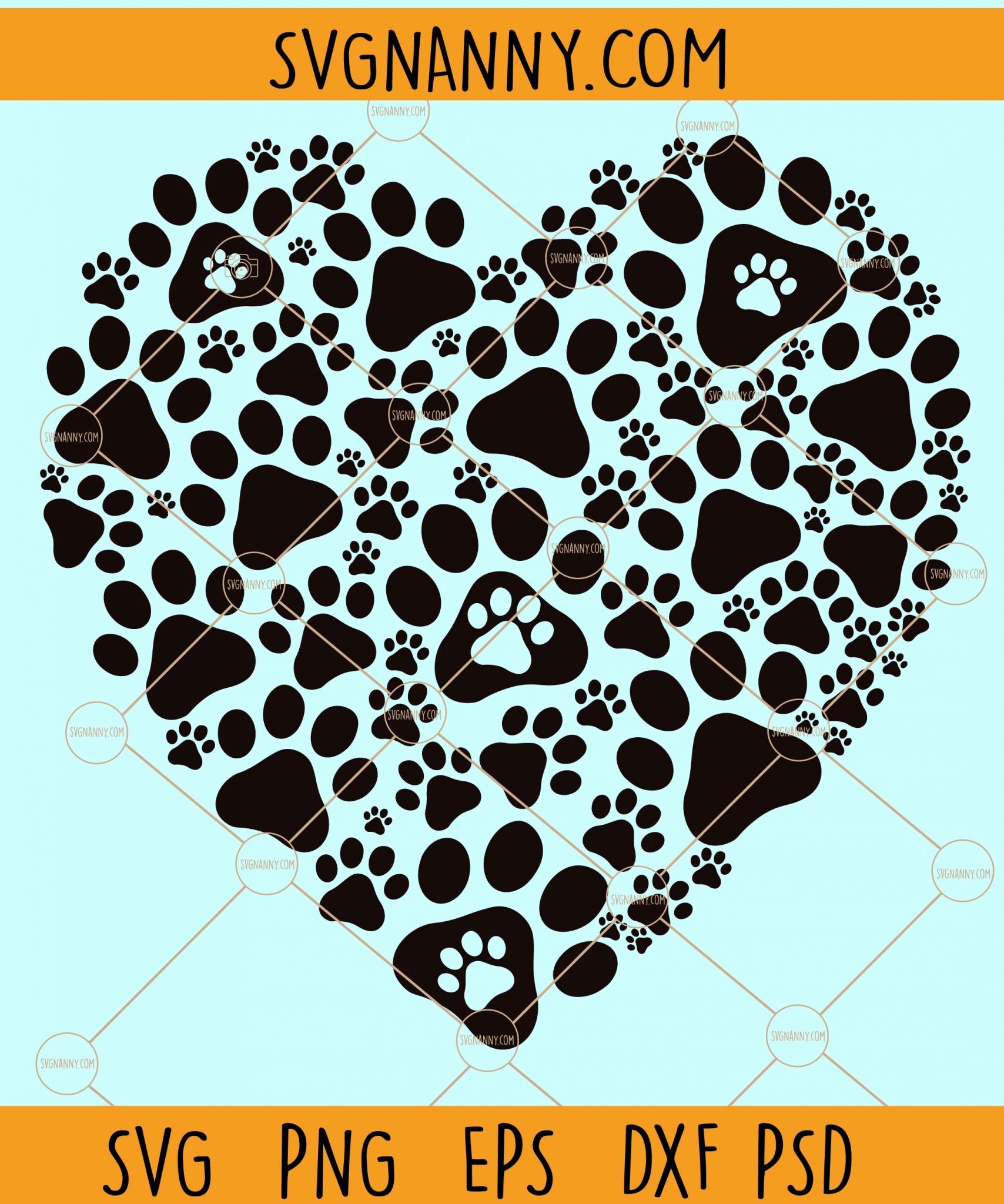 Love Heart Dog Paw Print Svg, Valentines Svg, Paw Hearts Svg, Dog Paw ...