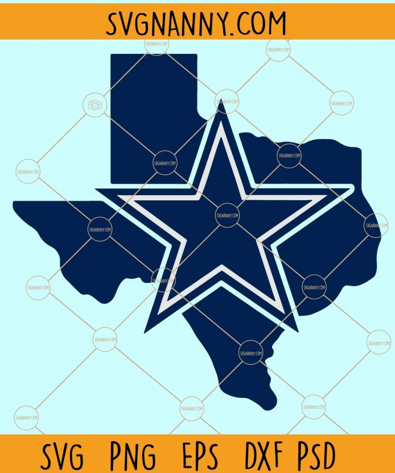 Texas State Map Outline With Dallas Cowboys Star Svg, Dallas Cowboys ...